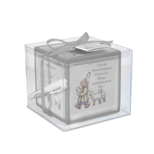 Gray Christening Block to Grow On – Future Memories